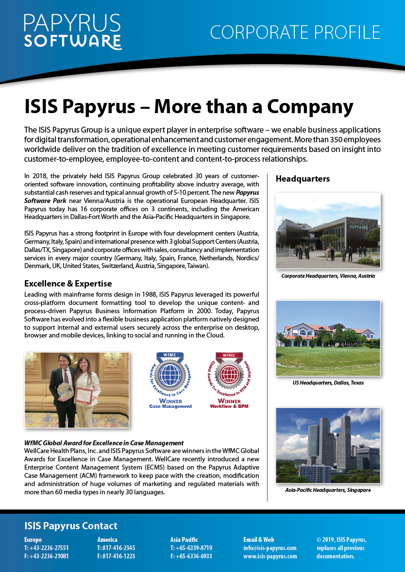 ISIS Papyrus - Corporate Profile